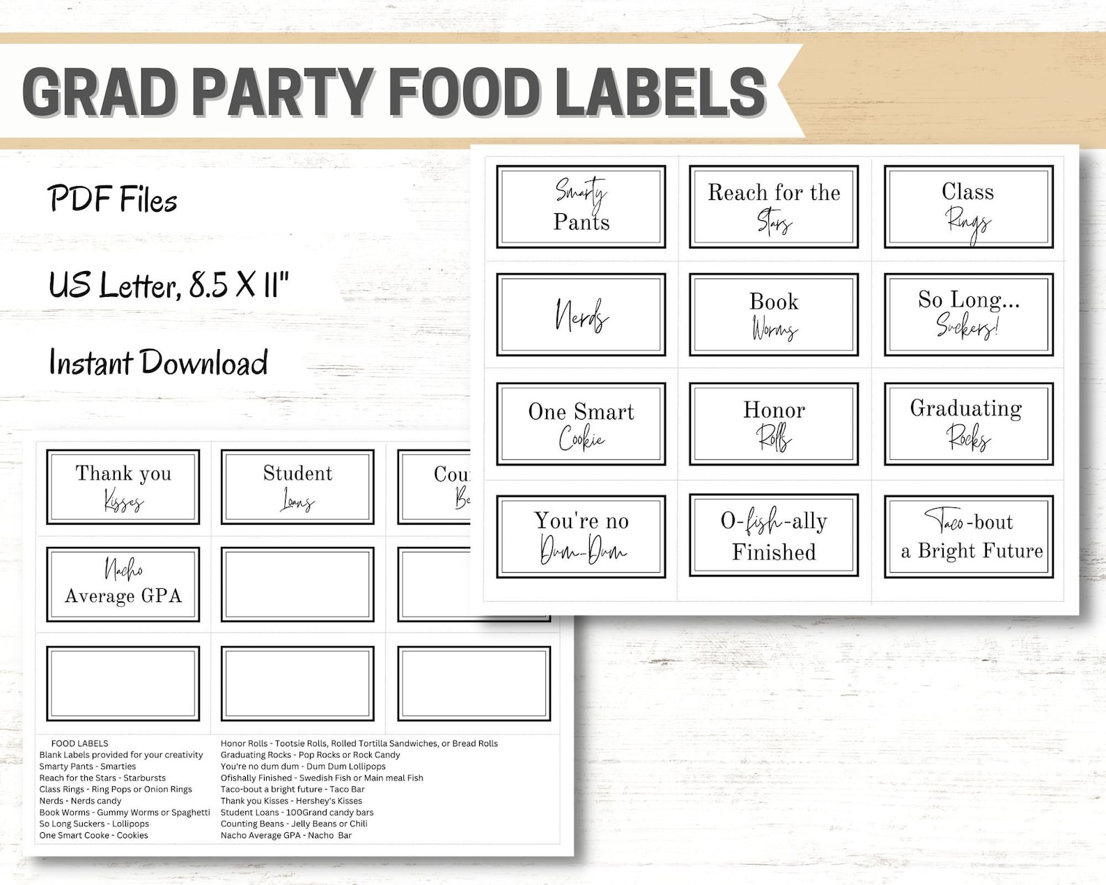 Graduation Party Food Labels, Signs, Buffet, Graduation Ideas ...