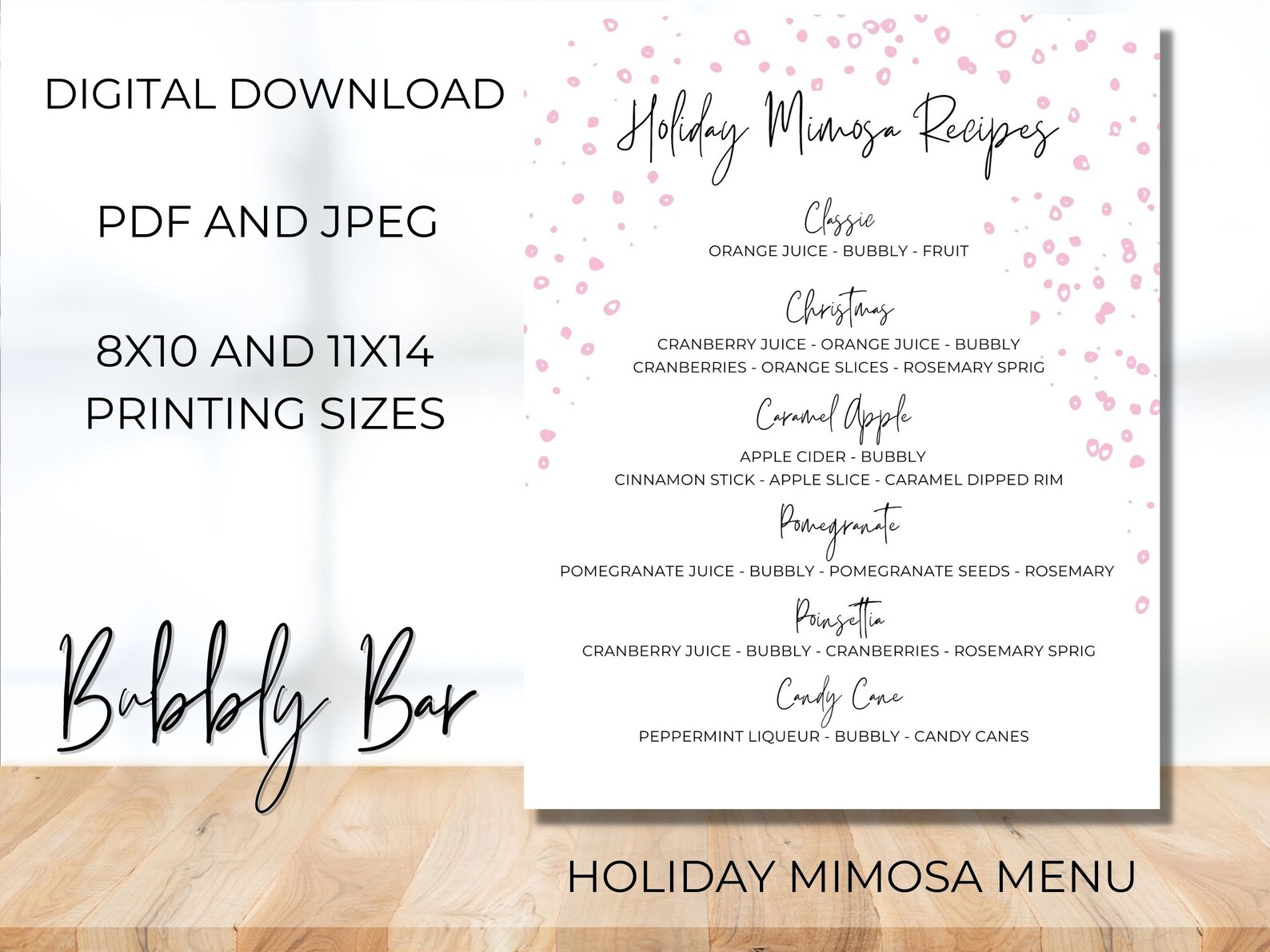 Mimosa Menu Bundle Printable, Bubbly Bar, Mimosa Bar, Printable Party ...