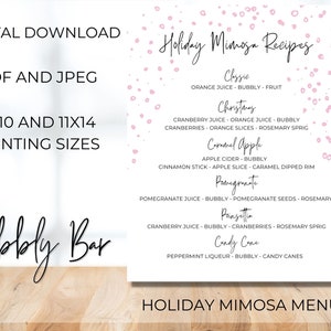 Mimosa Menu Bundle Printable, Bubbly Bar, Mimosa Bar, Printable Party ...