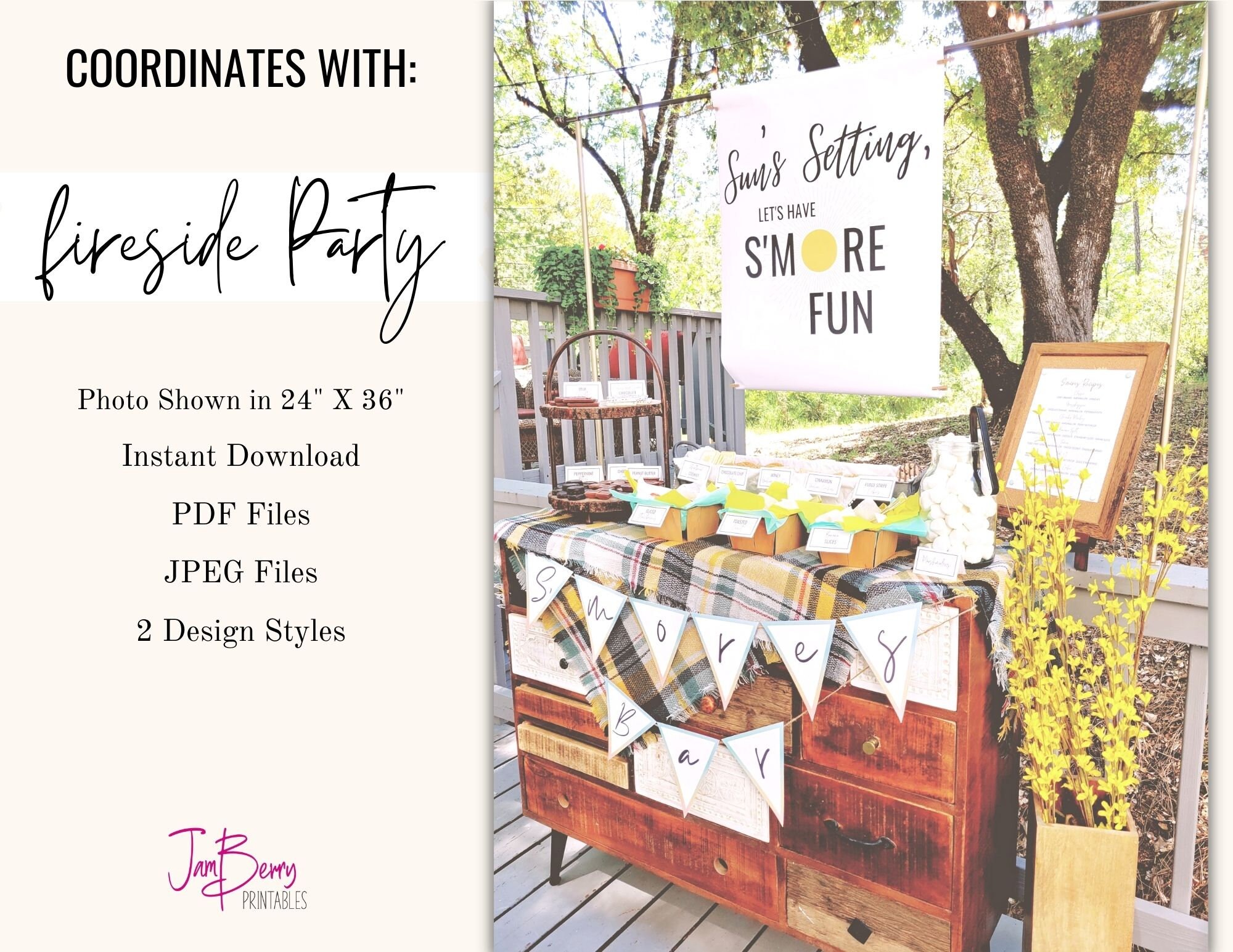 Smores Party Menu Sign, S'mores Ideas Menu, S'more Bar Sign for Bonfire ...