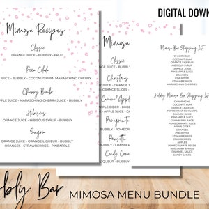 Mimosa Menu Bundle Printable, Bubbly Bar, Mimosa Bar, Printable Party ...