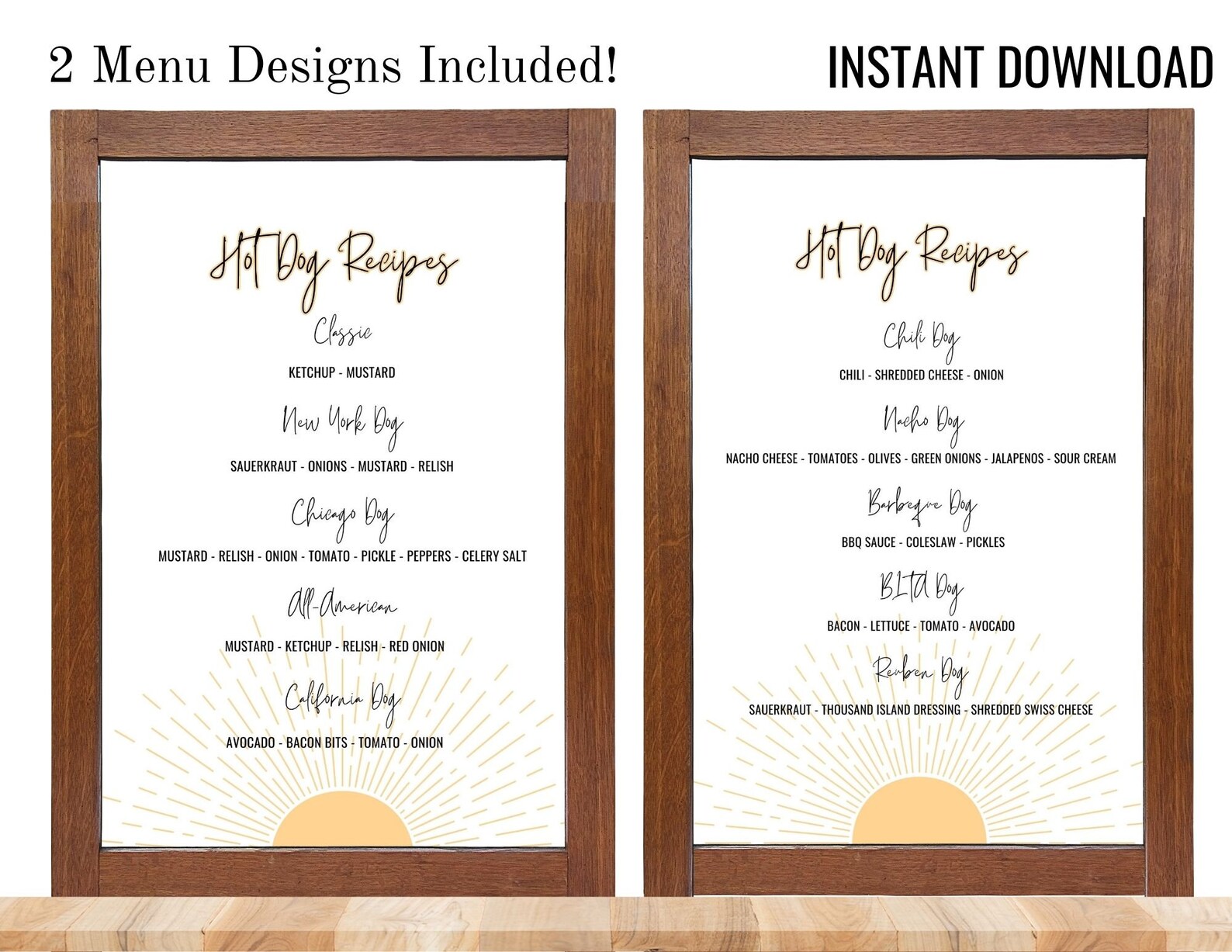 Hot Dog Bar Menu Sign, Fireside Party Sign, Buffet Menu, Hot Dog Sign ...