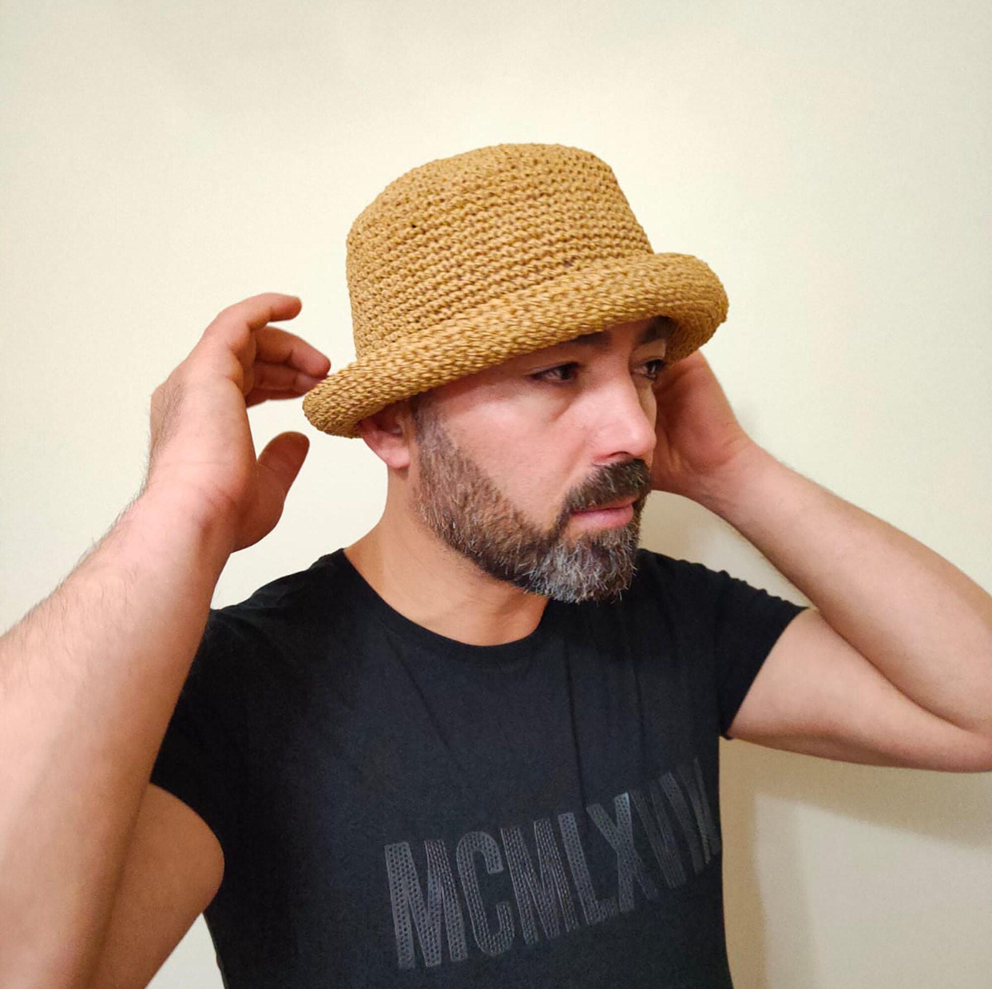 Bucket Hat Handmade Raffia Hat Bucket Hat Women Bucket Hat Men Bucket ...