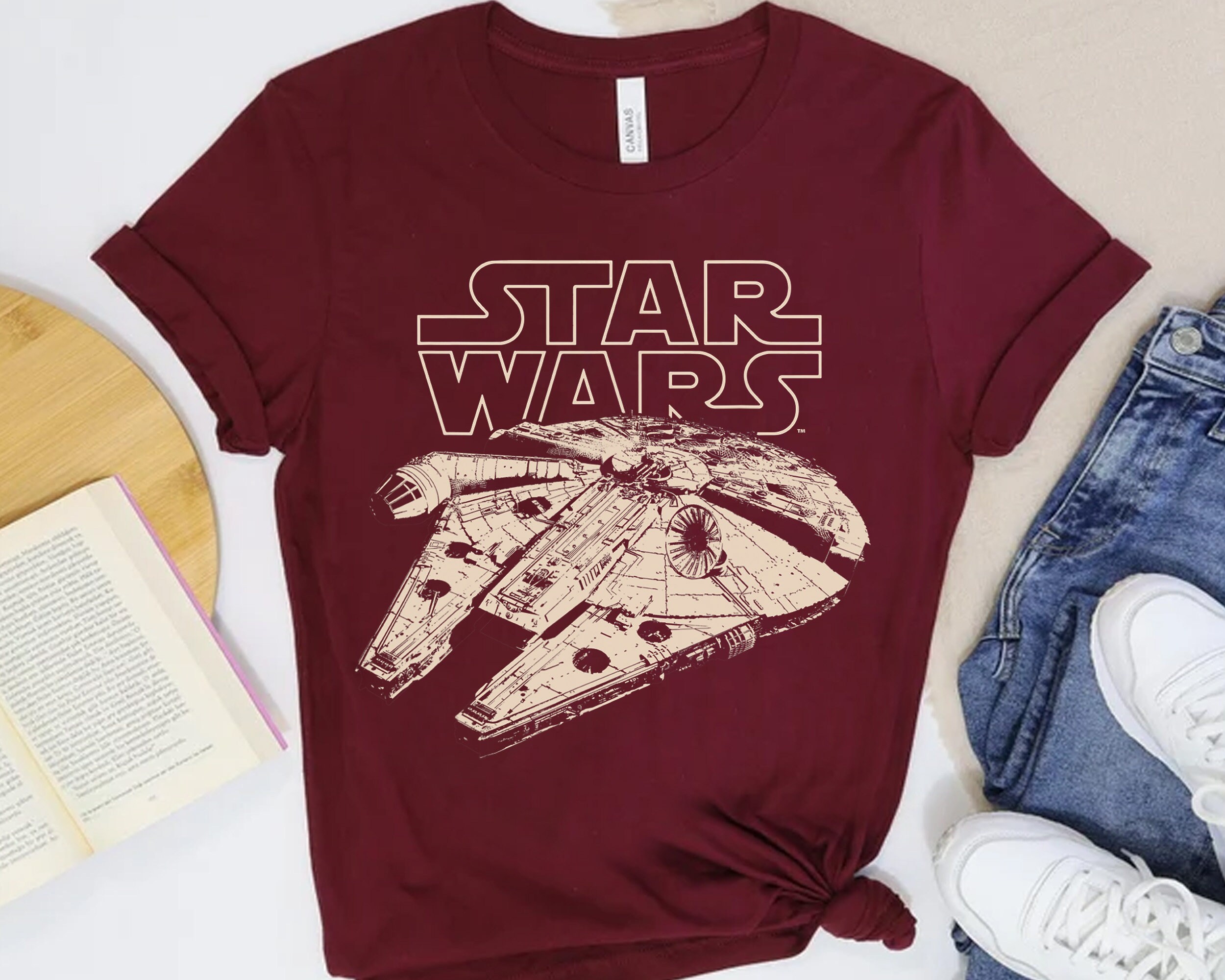 Star Wars Millennium Falcon Graphic Retro T-shirt Star Wars - Etsy
