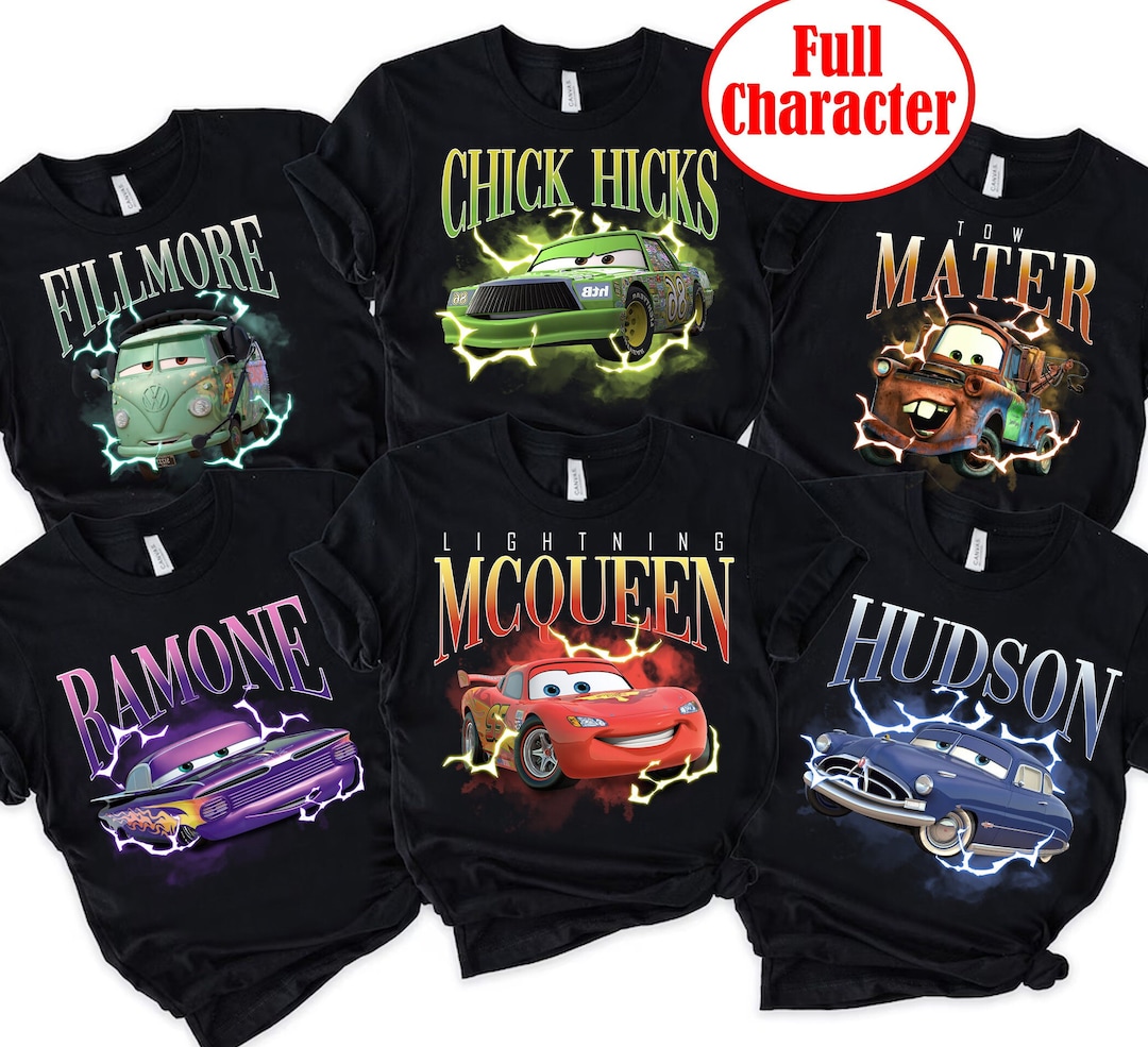 Disney Bootleg Cars Characters Lightning Mcqueen Tow Mater Hudson Shirt ...