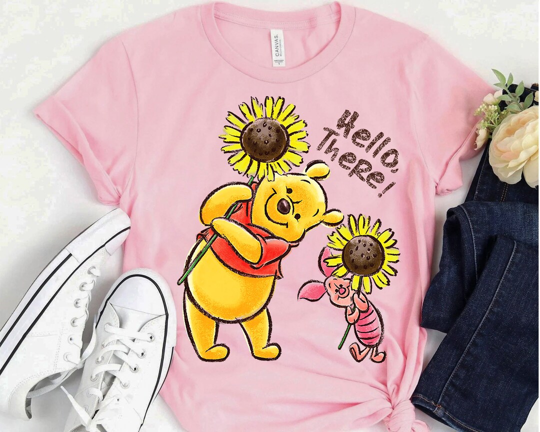 Disney Winnie the Pooh & Piglet Hello There Sunflowers Shirt - Etsy