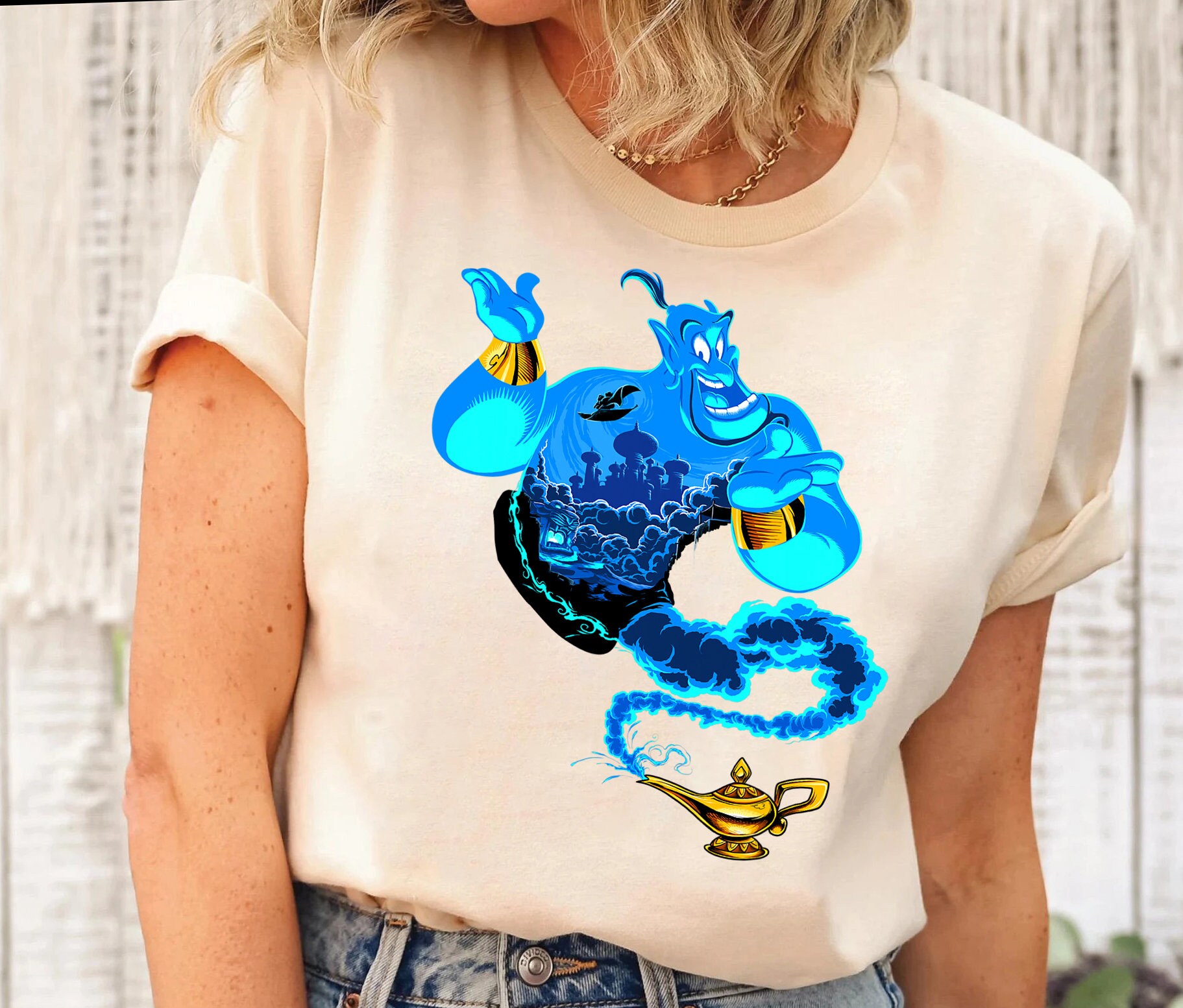 Disney Aladdin Genie Portrait Agrabah Fill T-shirt, Aladdin Genie Shirt ...