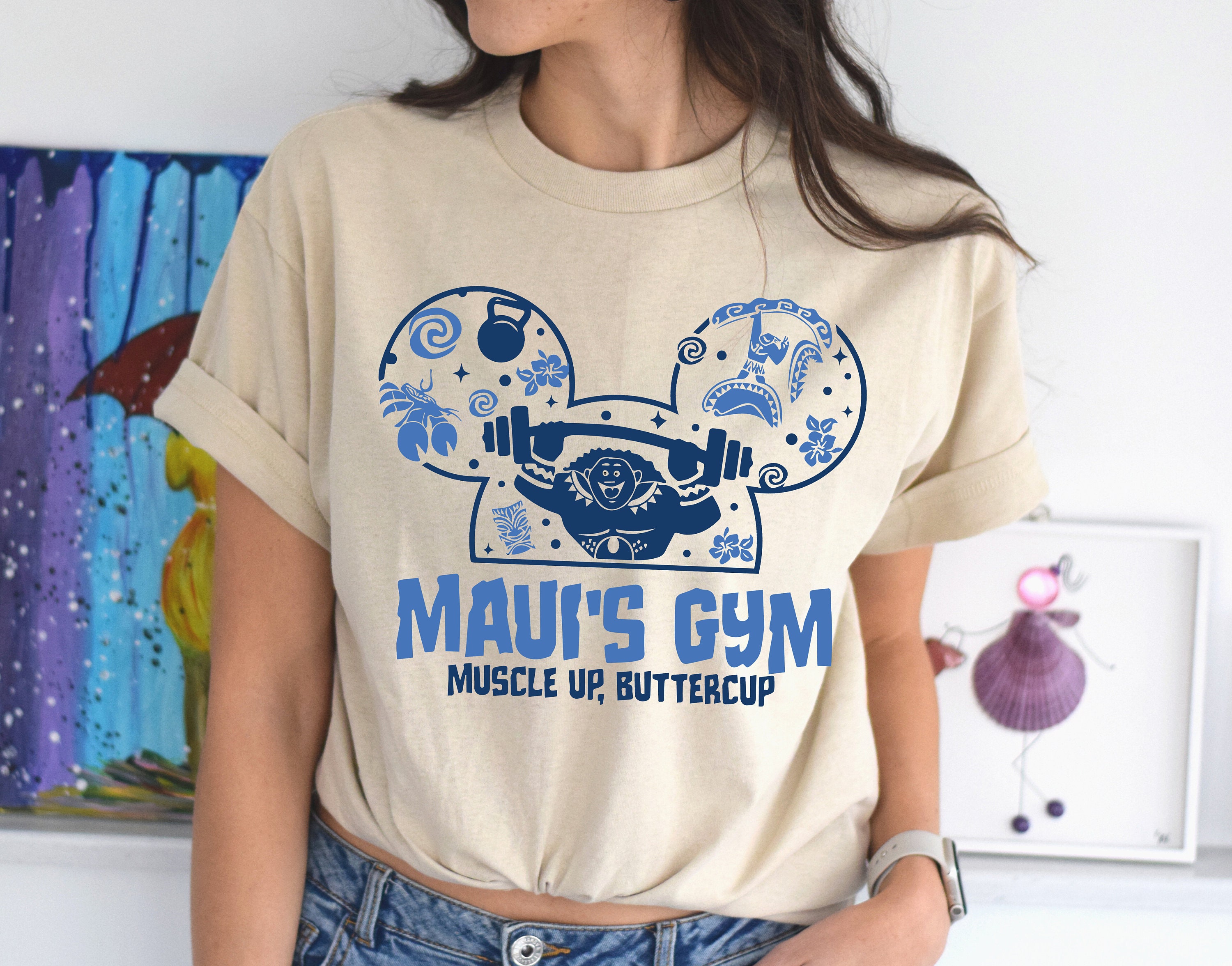 Disney Moana Maui's Gym Muscle up Buttercup Shirt, Moana Maui Fitness ...
