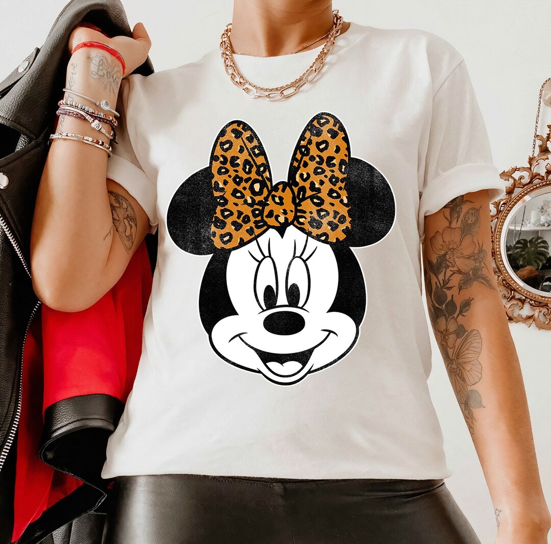 Disney Mickey and Friends Minnie Mouse Leopard Bow Portrait - Etsy
