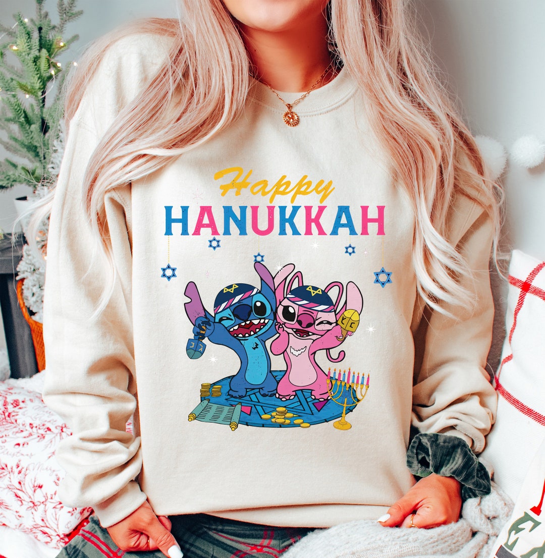 Disney Lilo and Stitch Anger Happy Hanukkah Shirt, Religious Sweat for ...