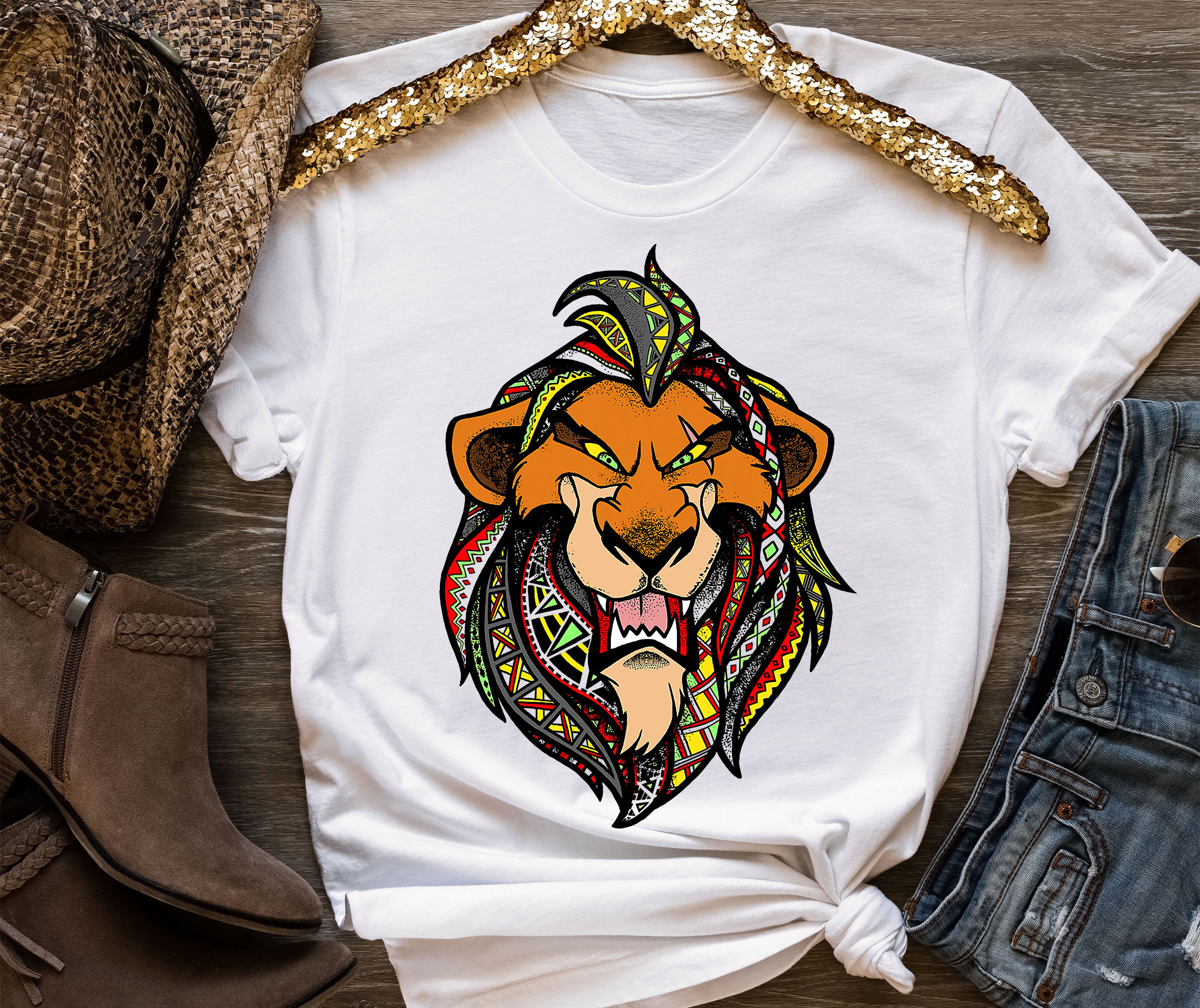 Disney Lion King Scar Pattern Fill Head Shot Portrait Shirt - Etsy
