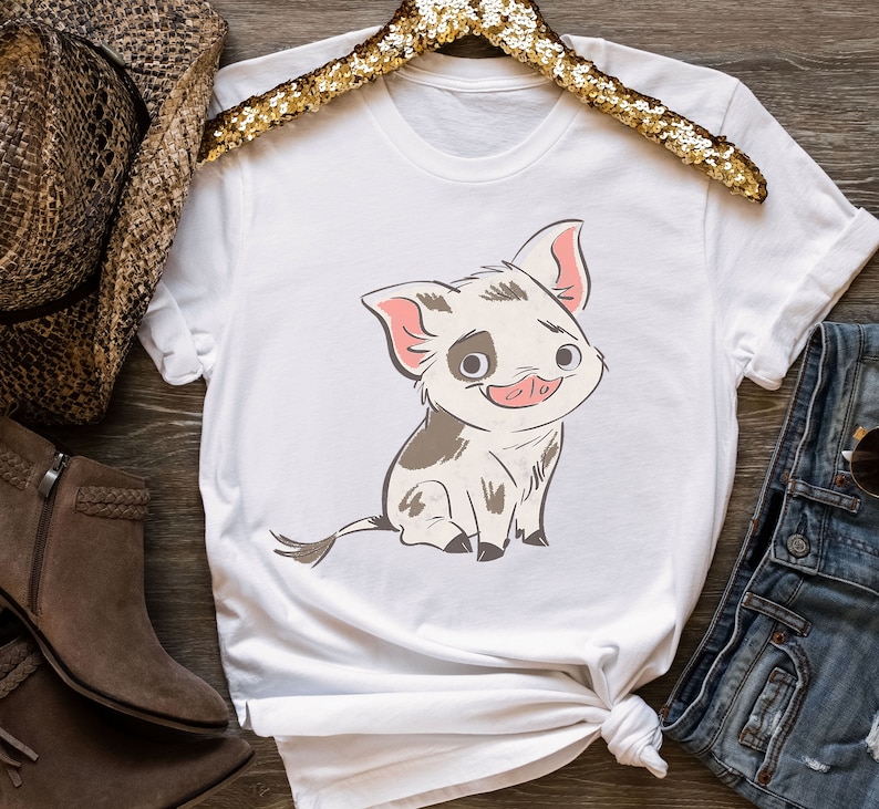 Disney Moana Pua Drawn Smile Graphic T-shirt, Cute Pua Portrait Shirt ...