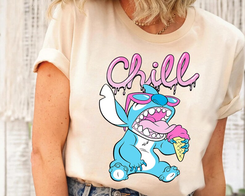 Disney Lilo and Stitch Neon Ice Cream Chill Drip T-shirt Cute - Etsy