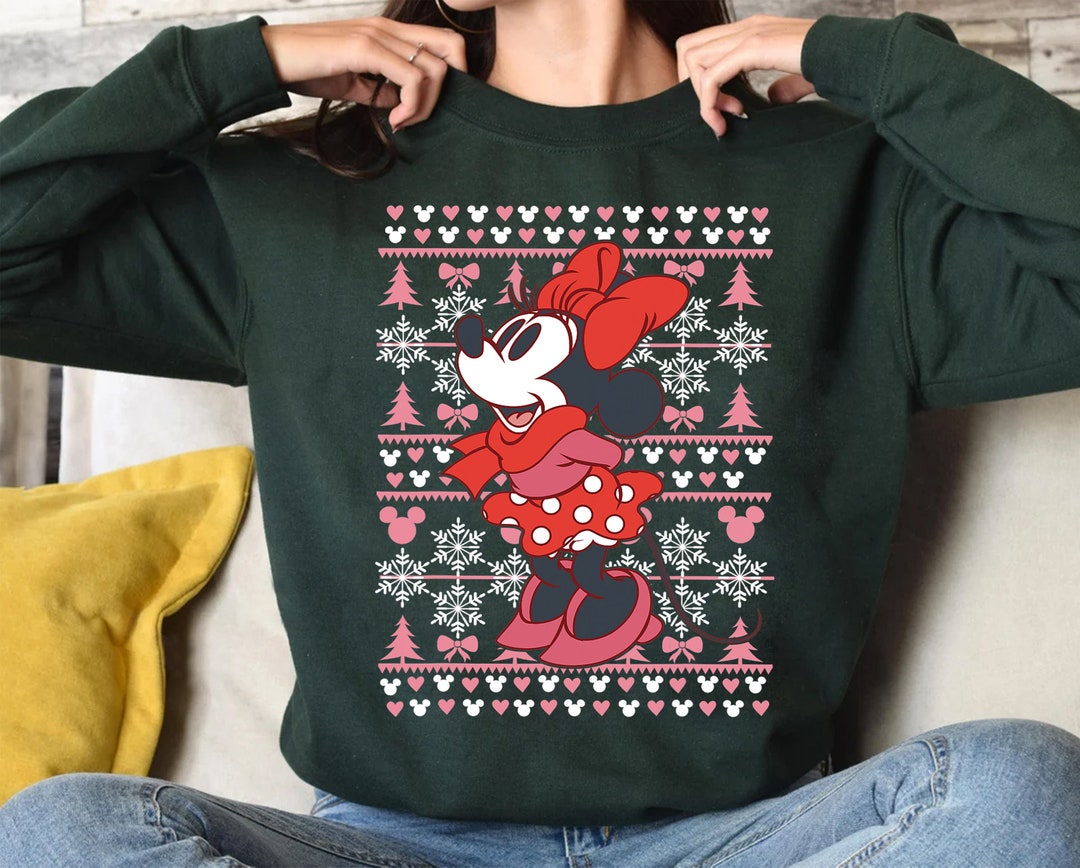 Disney Minnie Mouse Ugly Christmas Sweater Shirt, Cute Minnie Mouse ...