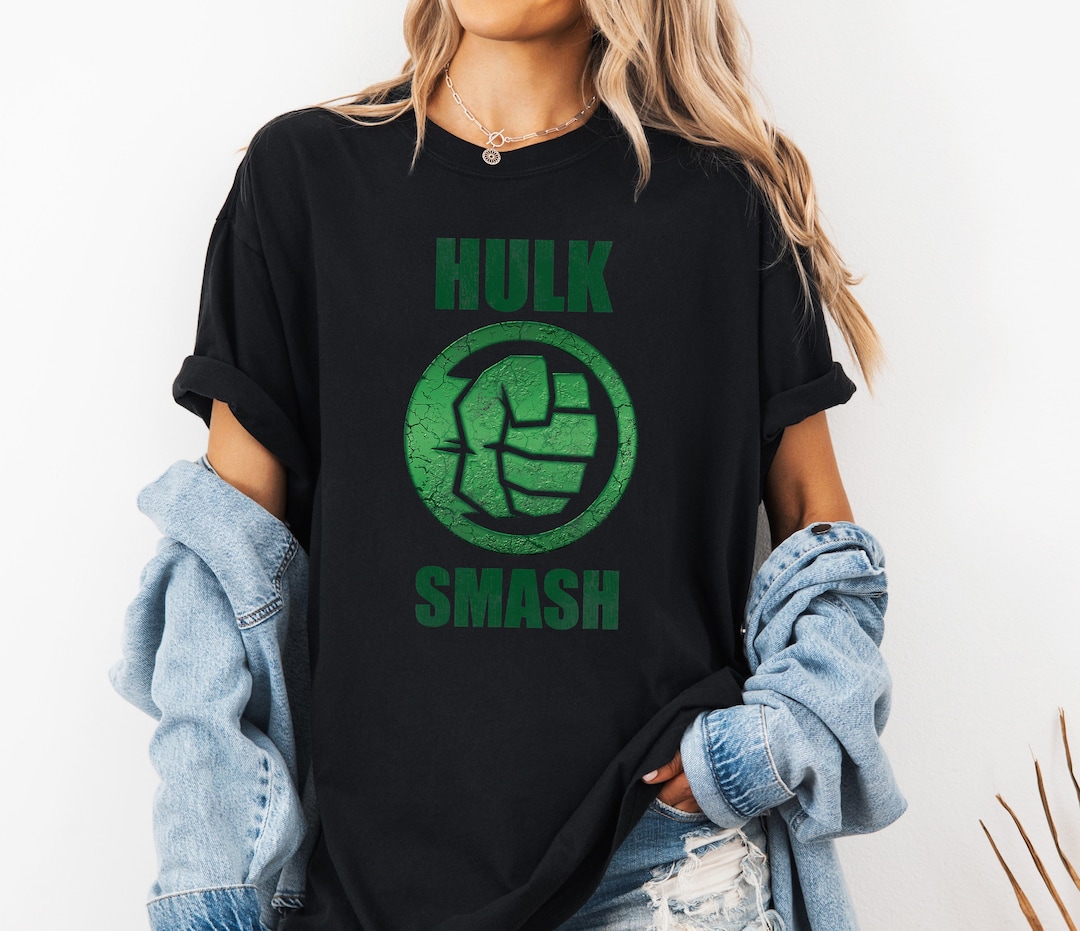 Marvel Hulk Smash Fist Circle Logo Green Stone Poster T-shirt, Marvel ...