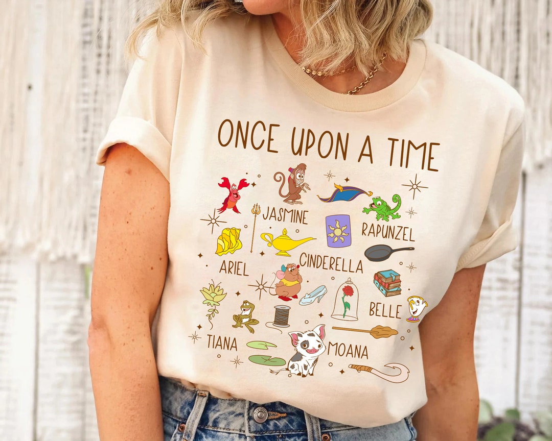 Once Upon A Time Princess Shirt, Princess Ariel Jasmine Cinderella ...