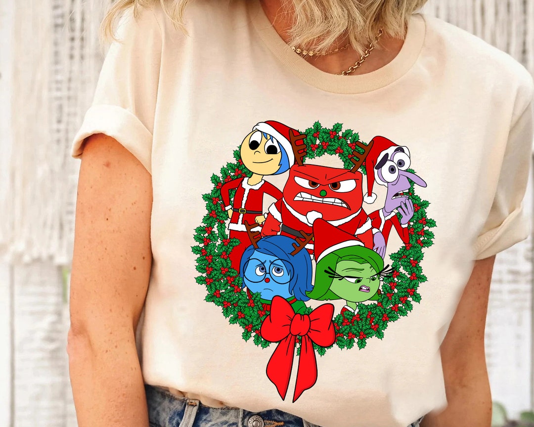 Disney Inside Out Christmas Wreath Shirt Disney Santa Joy - Etsy
