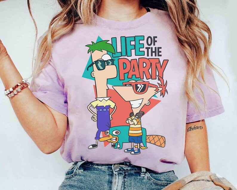 Disney Phineas and Ferb Life of the Party Cool Group Shot Shirt ...