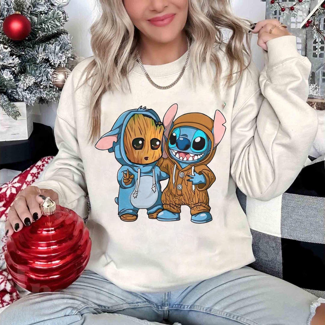 Marvel Guardians Baby Groot and Stitch Cosplay Friends Costume T-shirt ...