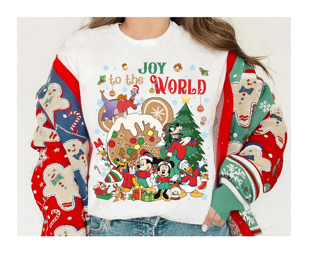 Disney Mickey and Friends Joy to the World Christmas Shirt, Vintage ...