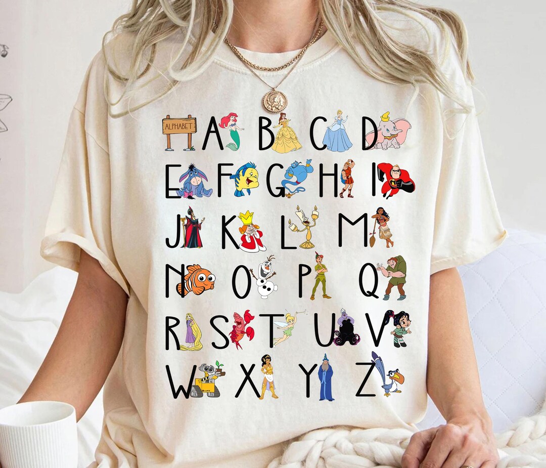 Disney Alphabet Characters From A to Z Shirt, Disney Teacher ...