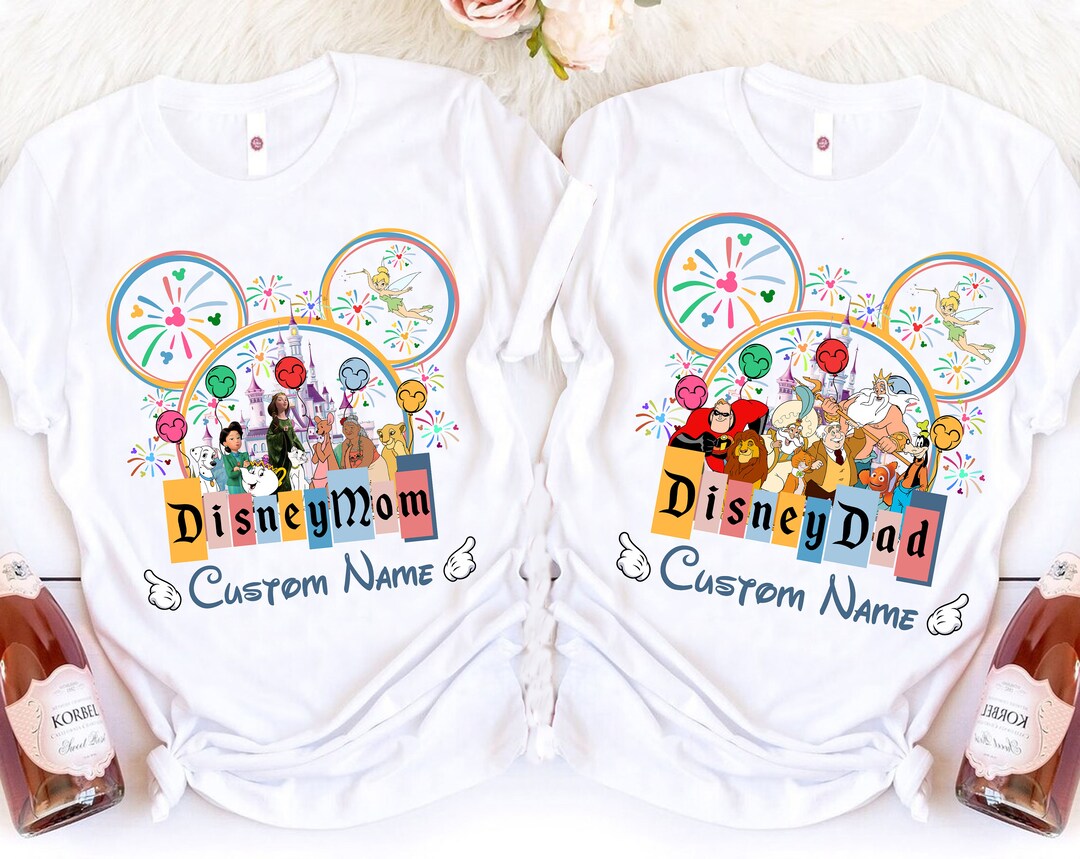Personalized Disney Characters Disney Mom Shirt, Custom Disney Dad ...