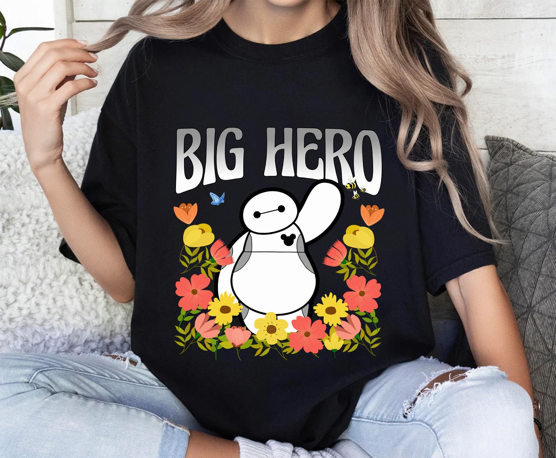 Disney Pixar Big Hero Floral Baymax Portrait T-shirt Cute - Etsy