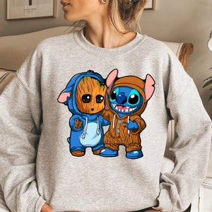 Marvel Guardians Baby Groot and Stitch Cosplay Friends Costume T-shirt ...