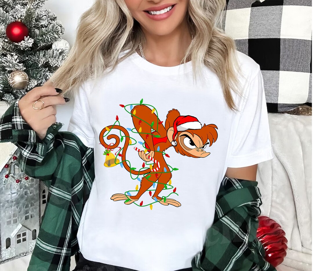 Disney Aladdin Abu Monkey Christmas Lights Shirt Disney - Etsy