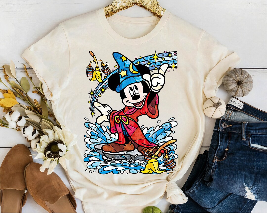 Disney Fantasia Sorcerer Mickey Mouse Magic Wizard Retro Shirt ...