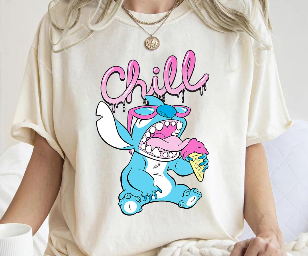 Disney Lilo and Stitch Neon Ice Cream Chill Drip T-shirt, Cute Stitch ...