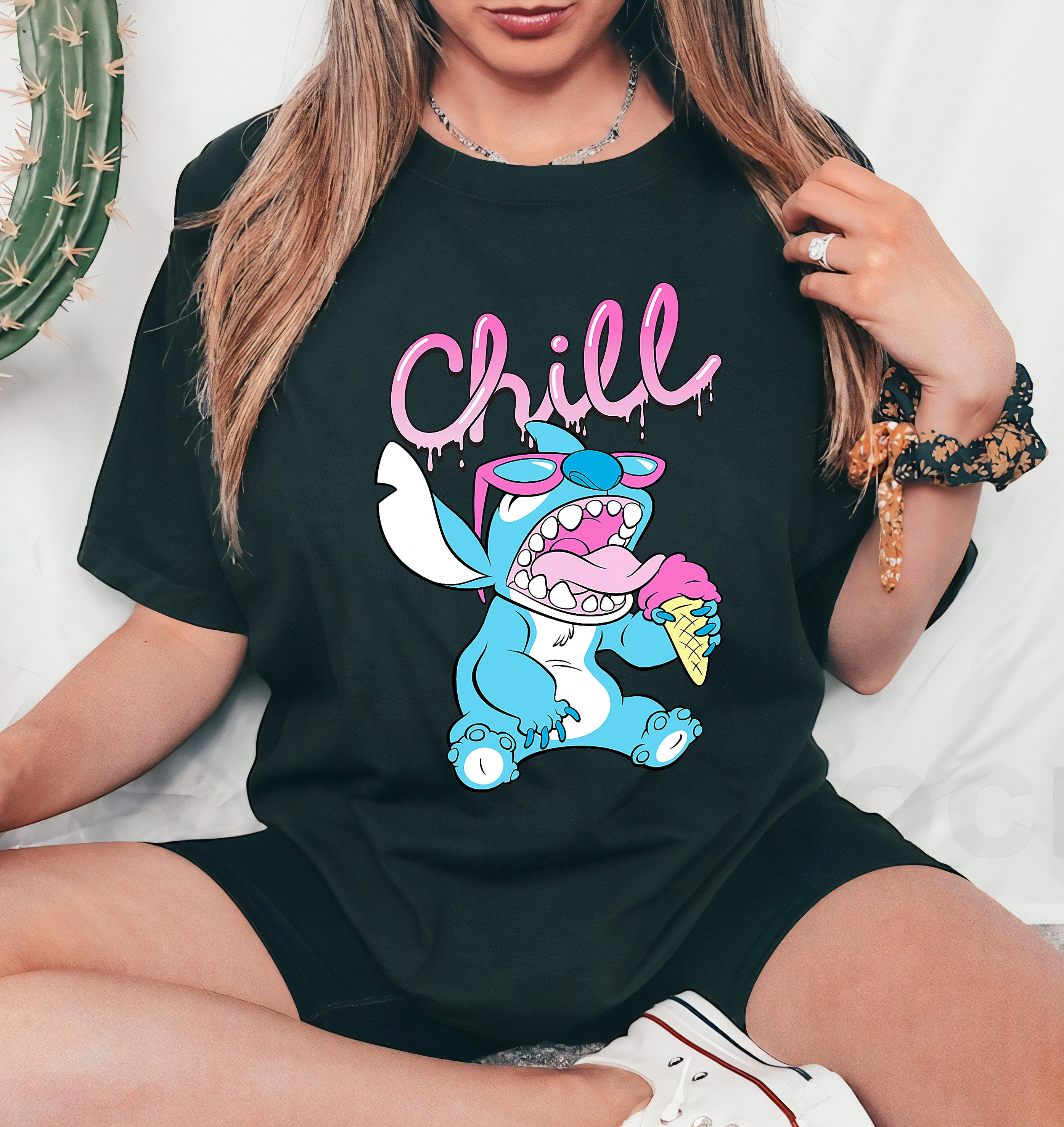 Disney Lilo and Stitch Neon Ice Cream Chill Drip T-shirt Cute - Etsy