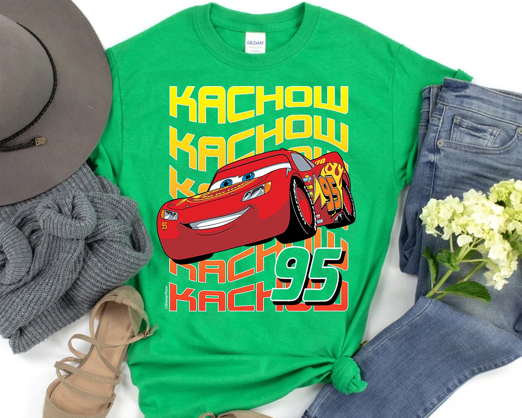 Disney Pixar Cars Lightning Mcqueen Kachow 95 Shirt - Etsy