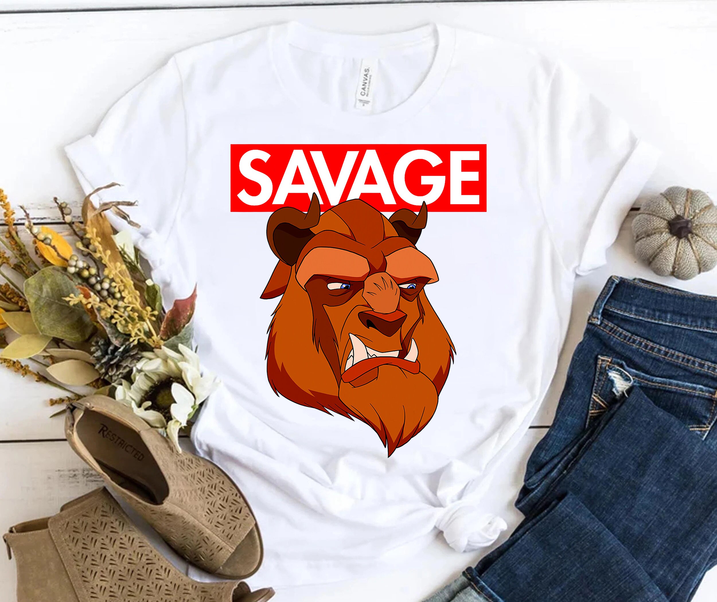 Disney Beauty and the Beast Savage Face Graphic T-shirt the - Etsy