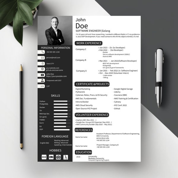 Cybersecurity Resume Template - Etsy