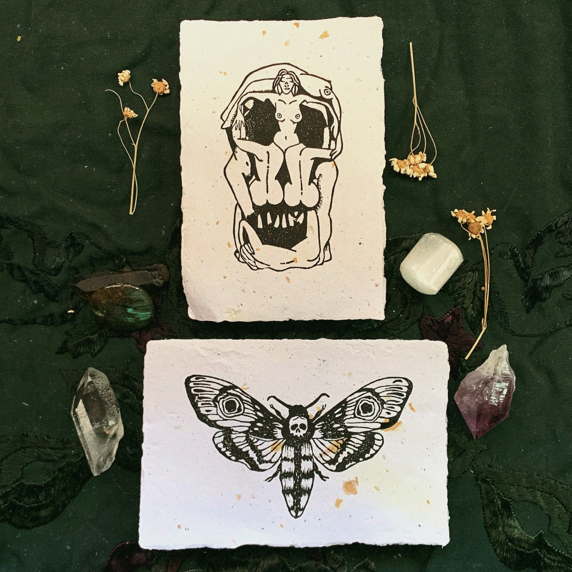 Death's-head Hawkmoth Handmade Print Moth Linocut Print Dali Skull ...