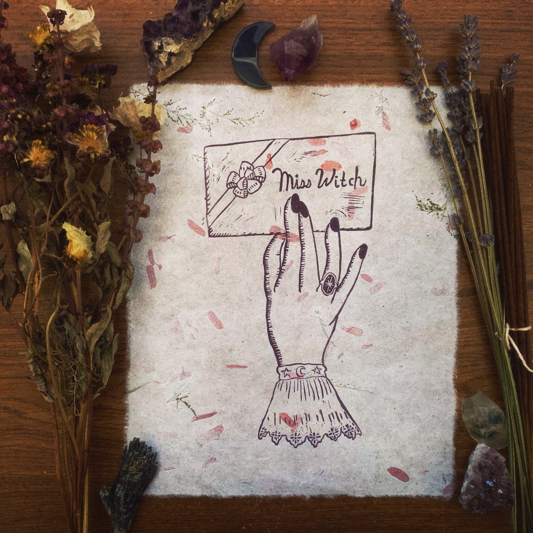 Witchy Victorian Hand Holding Letter Miss Witch 8x10 Art Print - Etsy