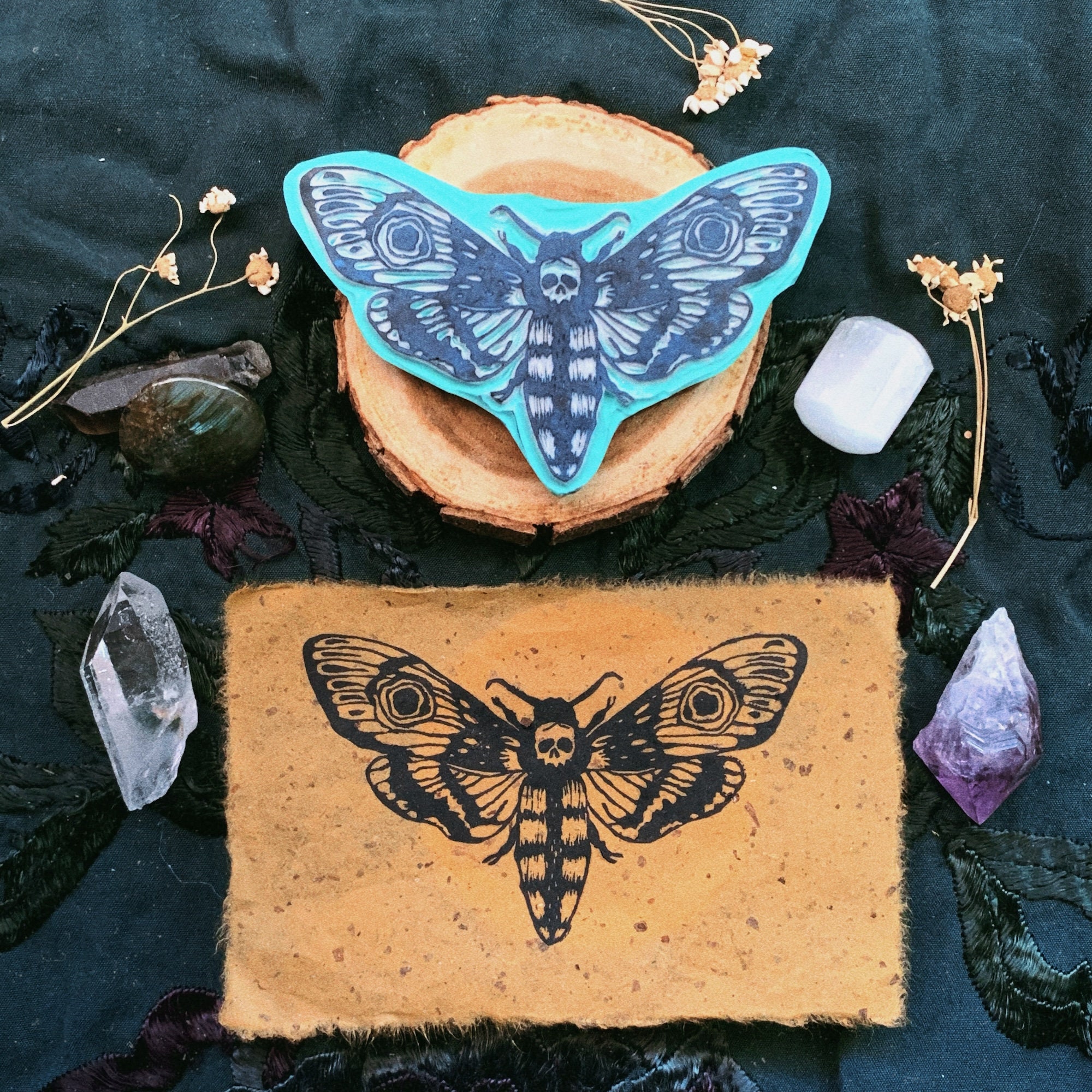 Death's-head Hawkmoth Handmade Print Moth Linocut Print Dali Skull ...