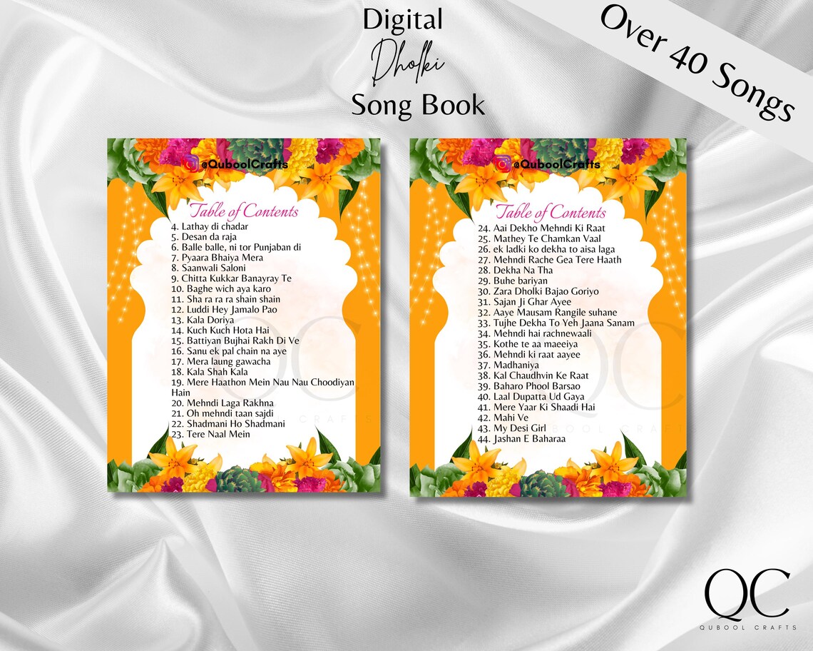 Modern Dholki Song Book, Mayoun Mehndi Songs (digital Download) - Etsy