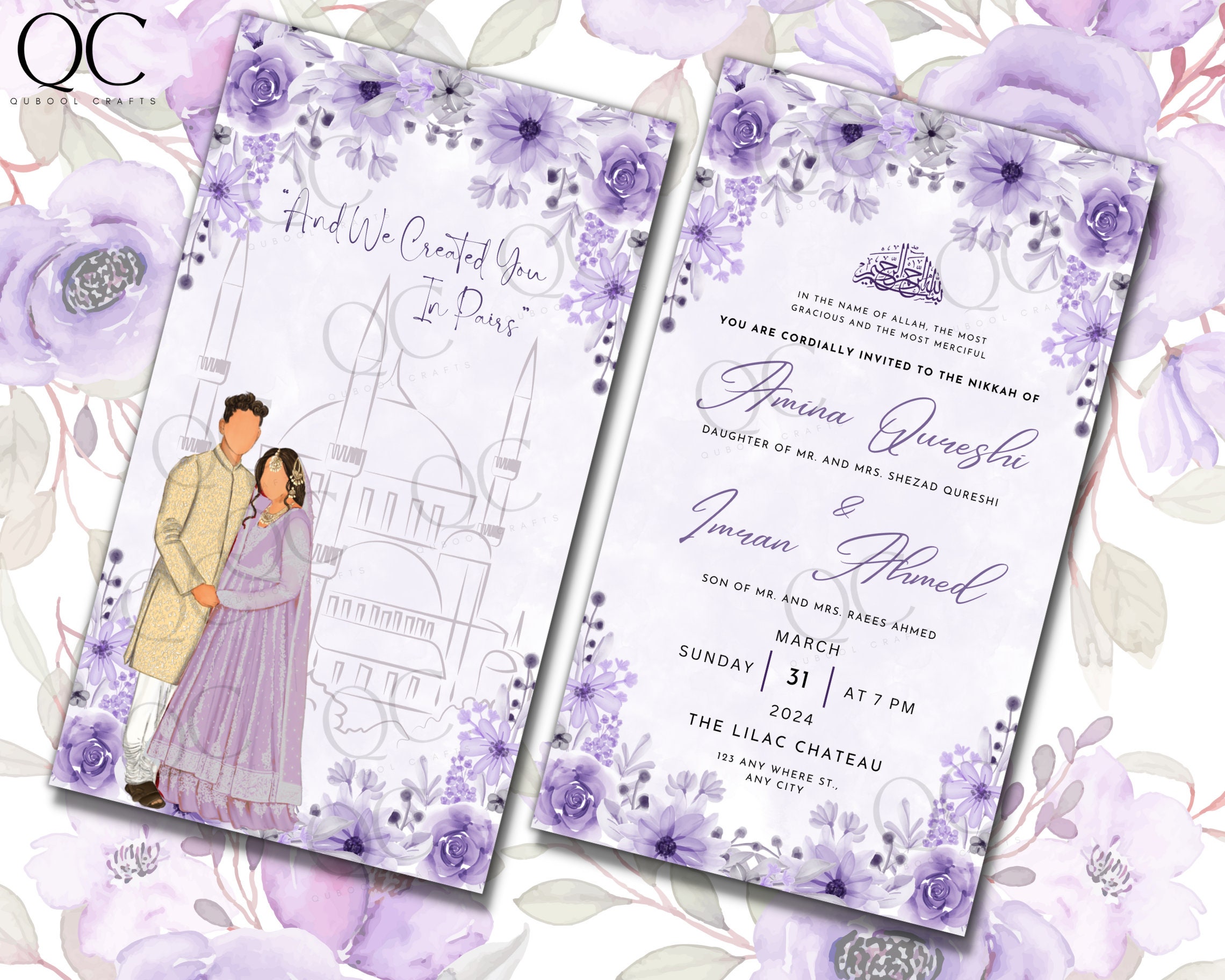 Animated Purple Digital Nikkah Ceremony Shaadi Walima Wedding ...