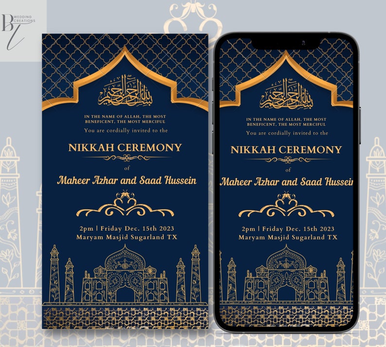 Editable Nikkah Shaadi Walima Card Wedding Card Muslim - Etsy