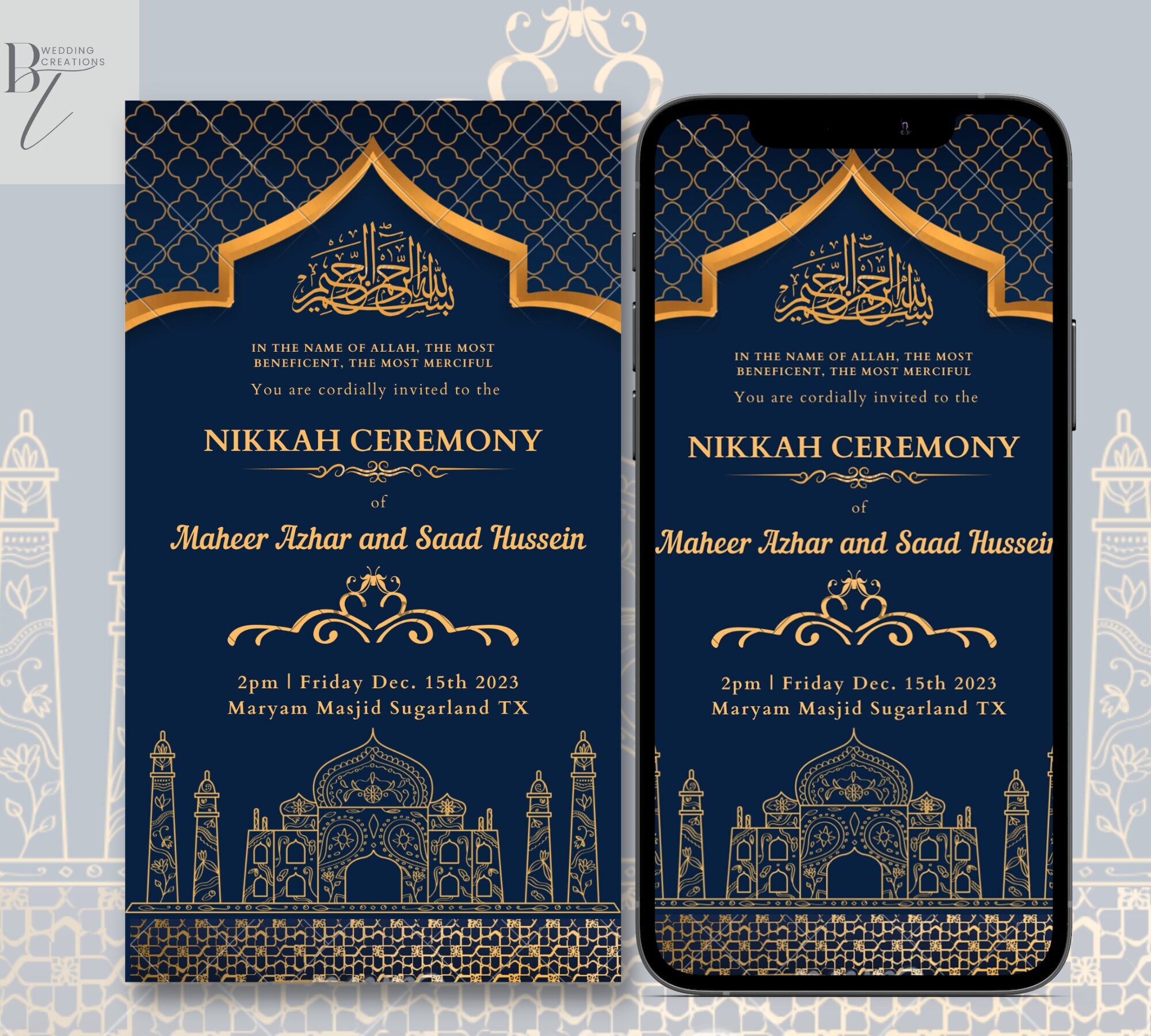 Editable Nikkah Shaadi Walima Card Wedding Card Muslim - Etsy