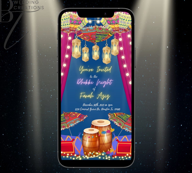 Editable Dholki Sangeet Mayoun Mehndi Invitation Card Digital - Etsy