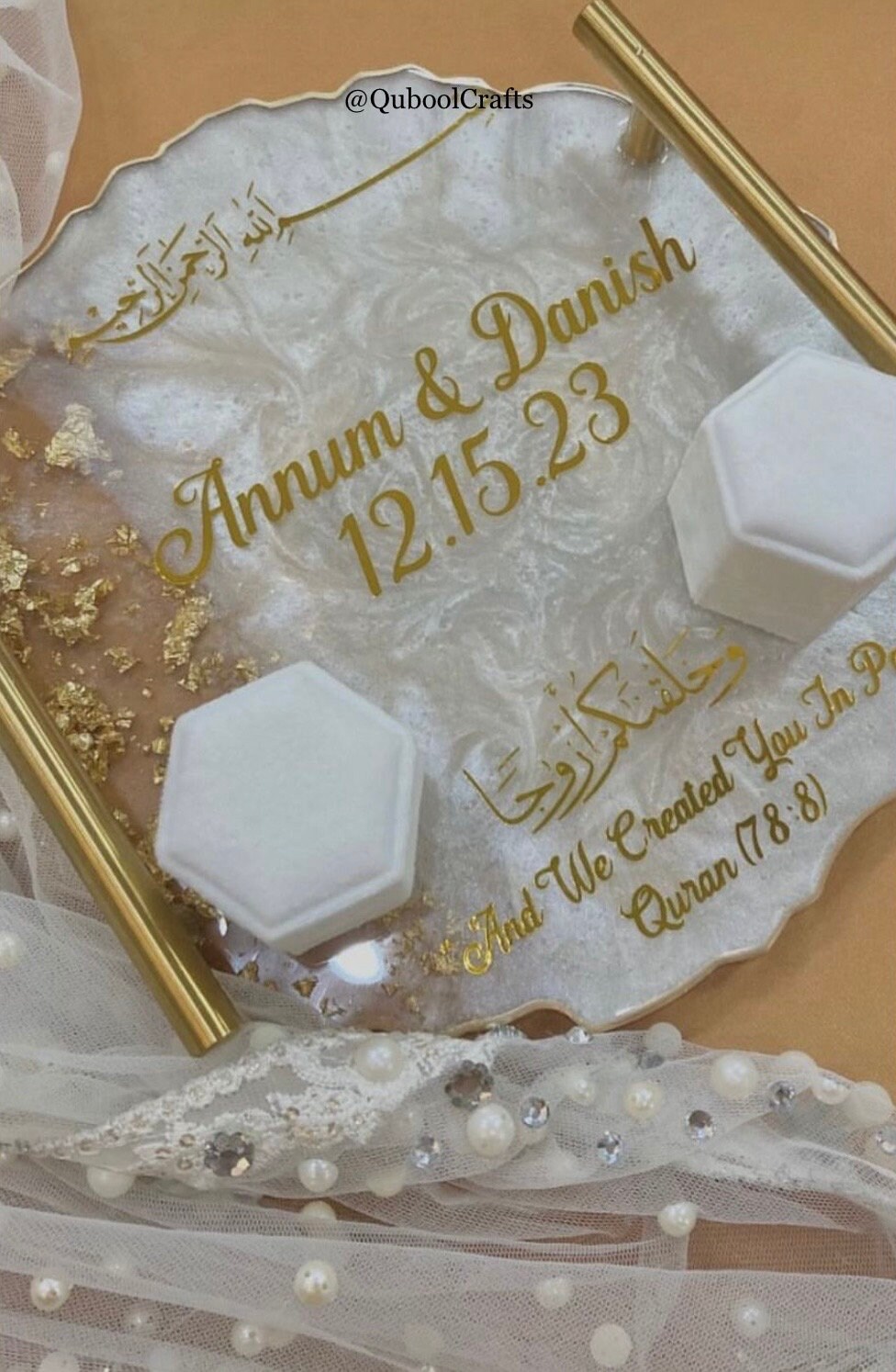 Personalized Resin Nikkah Ring Trays Ring Box Islamic Muslim Gifts ...