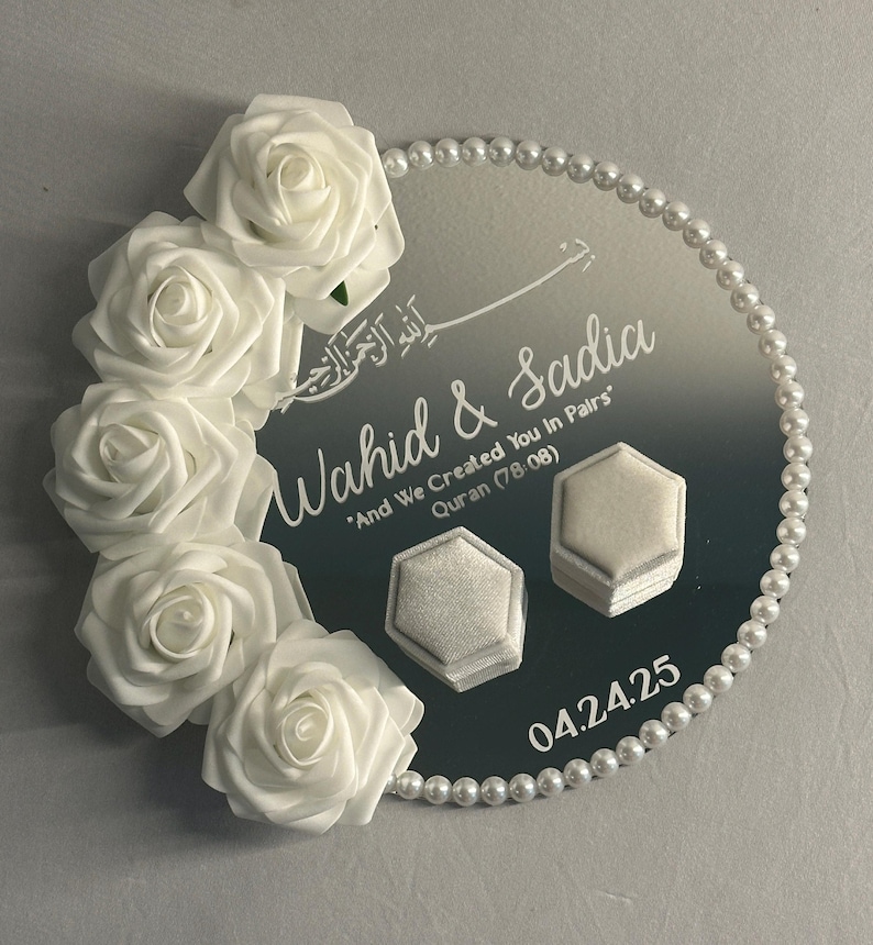 Personalized Mirror Nikkah Ring Tray, Islamic Wedding Gift - Etsy
