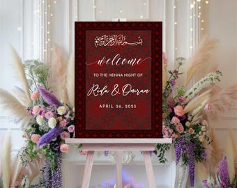 Afghan Henna Night Welcome Sign, Digital Download, Editable Template ...