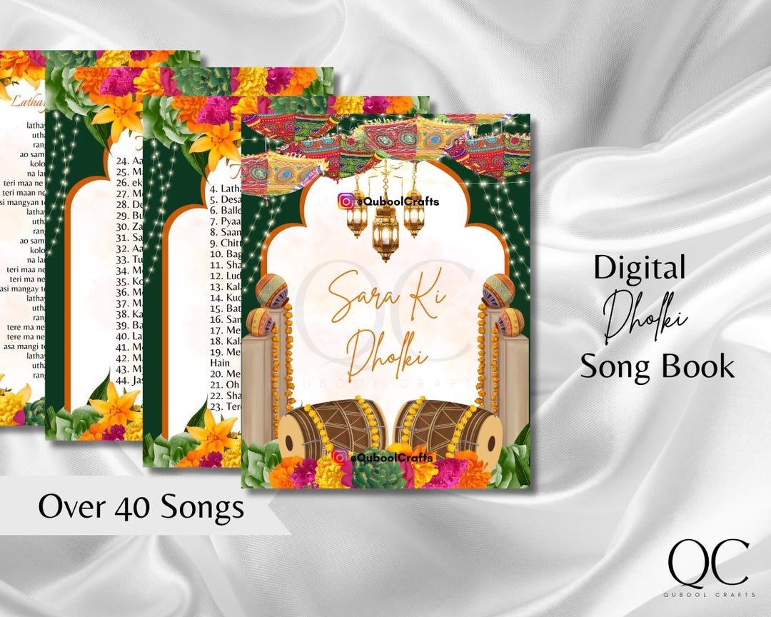 DIGITAL DOWNLOAD Modern Dholki Book, Mayoun Mehndi Song Book Desi Song ...