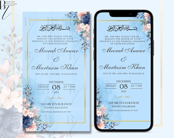 Editable Nikkah Shaadi Walima Shalima Engagement Invitation Card ...