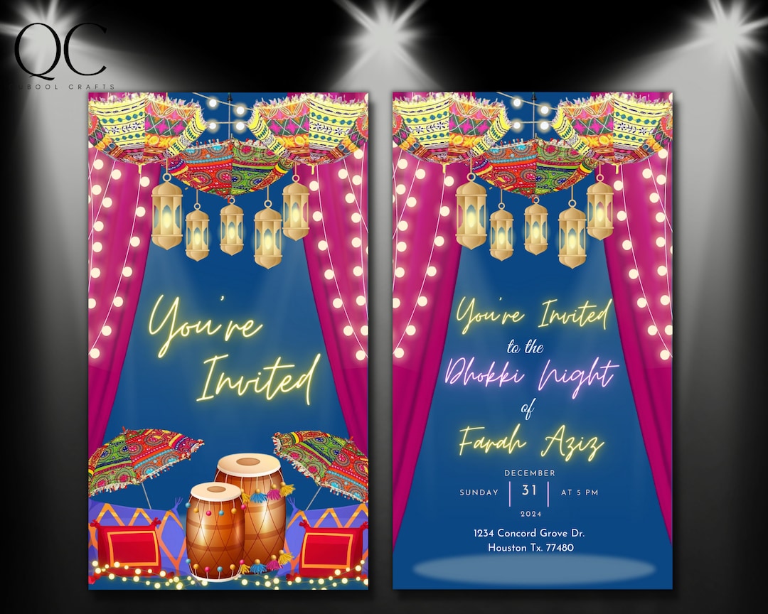 Animated Lighted Dholki Dance Mehndi Mayoun Mayun Henna Night ...