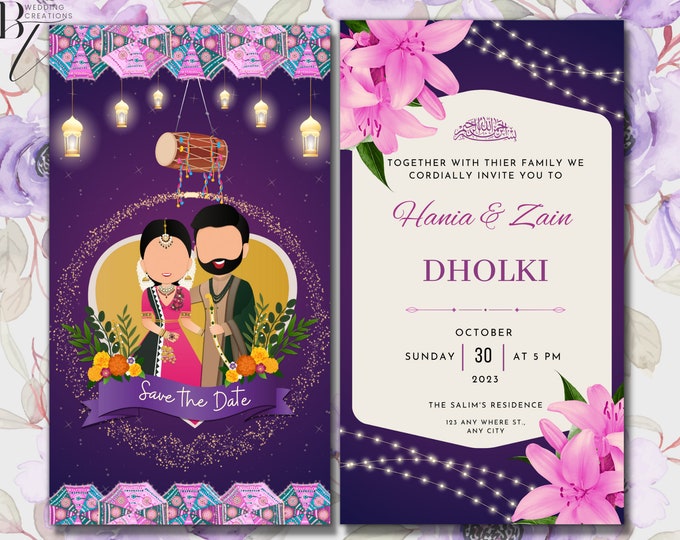 Animated Dholki Instant Download Mayoun Mayun Sangeet Mehndi Invitation ...